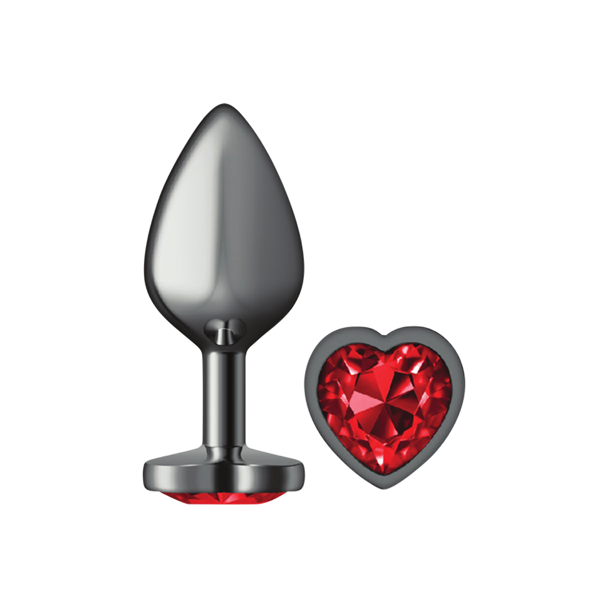 Cheeky Charms Metal Anal Butt Plug - Gunmetal Heart Dark Red | eBay